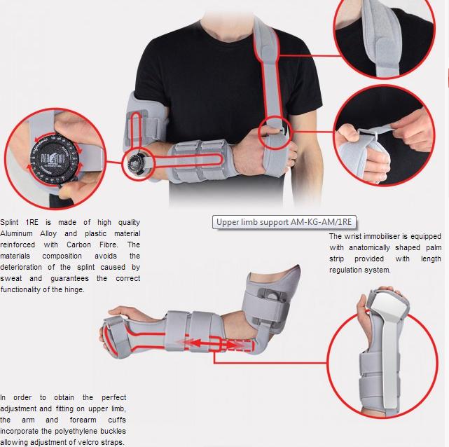 Redressing brace for elbow joint with hand embrace AM-KG-AM/1RE
